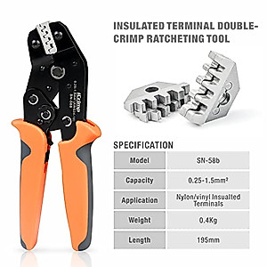 iCrimp SN-58B 0.25-1.5MM², AWG24-16 Non-insulated Crimper for Dupont Jumper Wire EPS PCIE SATA PINS MOLEX JST Terminals