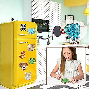 BSRESIN 12 PCS Animal Diamond Painting Magnets for Refrigerator, Diamond Painting Kits for Refrigerator Stickers, Diamond Art Craft Kits for Adults, Diamond Painting Accessories
