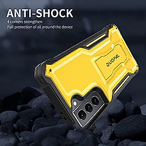 DUOPAL for Samsung Galaxy S21 5G Case [Not Plus or Ultra], Military Grade Protection Shockproof Case with Tempered Glass Screen Protector and Kickstand Compatible with Samsung S21 5G 6.2 Inch (Yellow)