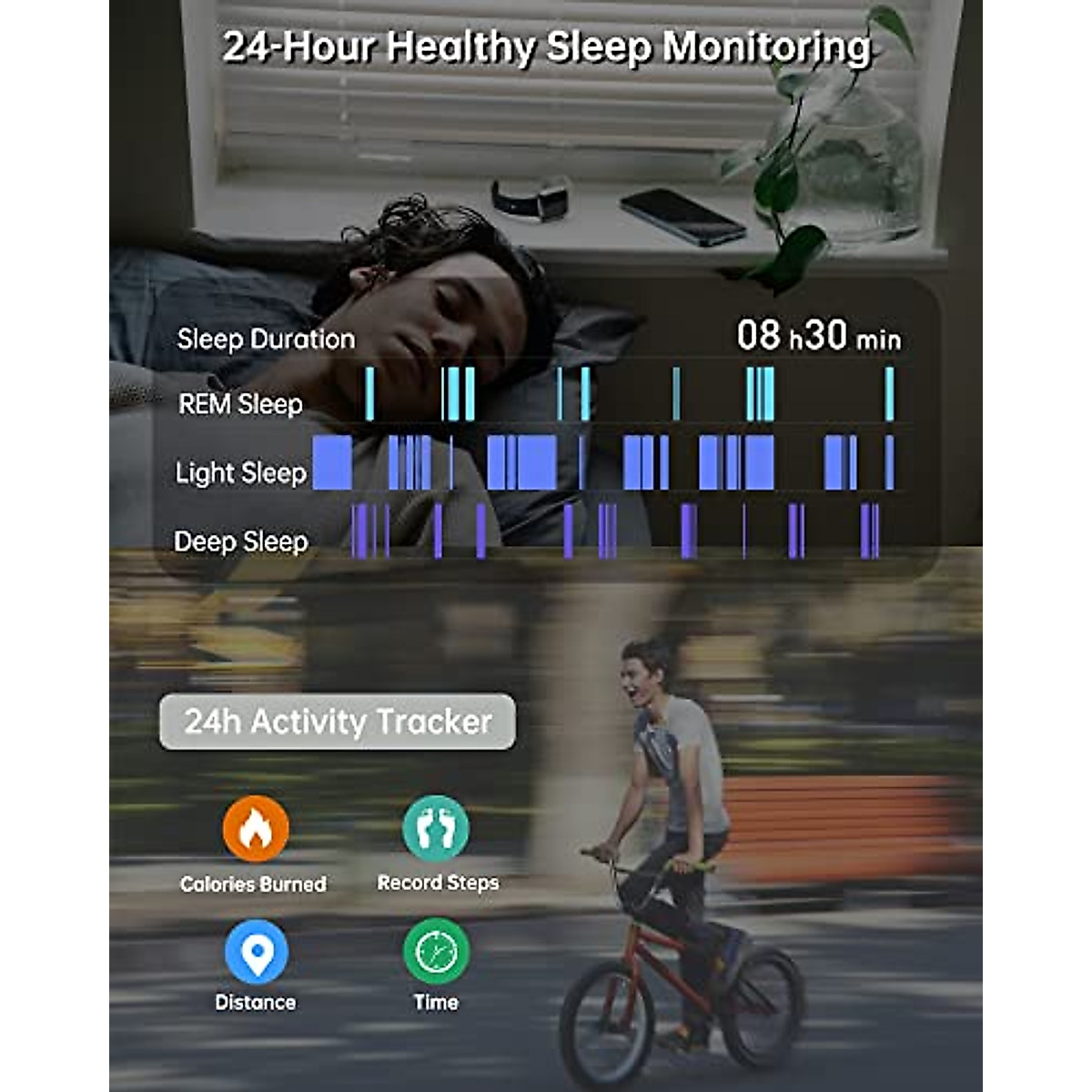 Smart Watch for Men Women (Answer/Make Call), 1.8" Touch Screen Activity Trackers for Android iPhone Compatible with Alexa Built in, Fitness Heart Rate Blood Oxygen Sleep Monitor, IP68 Waterproof