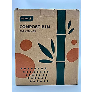 Compost Bin Kitchen - Compost Bin with Charcoal Dual Filter and Lid - Sustainable Bamboo Fiber Kitchen Compost bin countertop - Composter