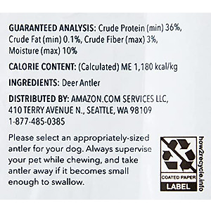 Amazon Brand - Wag Dog Deer Antler Chew, Naturally Shed, Whole, Large 8-9.5 inches (Best for Dogs 30-45 lbs)