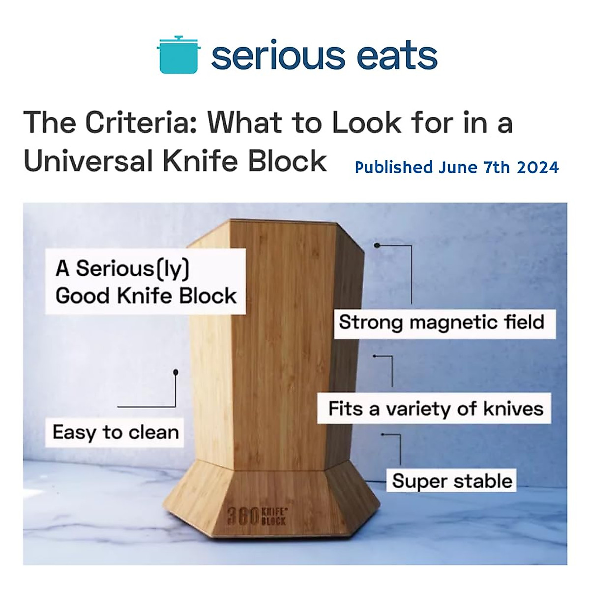 360 Knife Block - (Walnut) ROTATING Magnetic knife block - SeriousEats/ATK/Cooksillustrated BEST Universal Knife Block - handmade in Washington