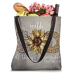 With God All Things Are Possible Leopard Sunflower Faith Tote Bag