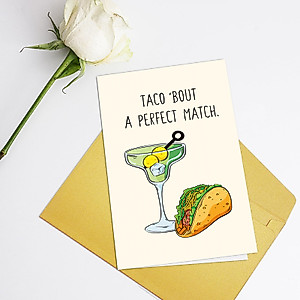 Funny Wedding Shower Card for Bride and Groom, Humorous Pun Wedding Card for Friends, Congrats Engagement Card, Taco 'Bout A Perfect Match