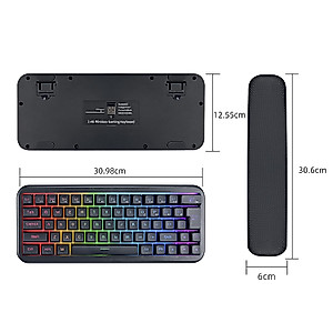 Wireless Gaming Keyboard, Rechargeable 2000mAh 2.4G LED Backlit Wireless Keyboard, Ergonomic Keyboard with Mechanical Sensory Keys, for PC PS4 Xbox One Mac, Teclado Gamer (Black)