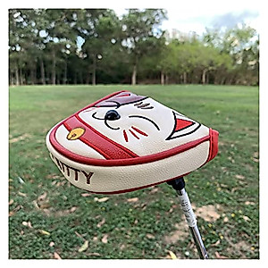 RNAGRET Golf Head, Club Head Covers Closed Semicircle Golf Club Putter Cover Synthetic Leather Multi-Style Color Straight Putter Cover (Color : Light Yellow)