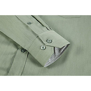 Alex Vando Mens Dress Shirts Wrinkle Free Regular Fit Stretch Rayon Button Down Shirt,Olivine,XL