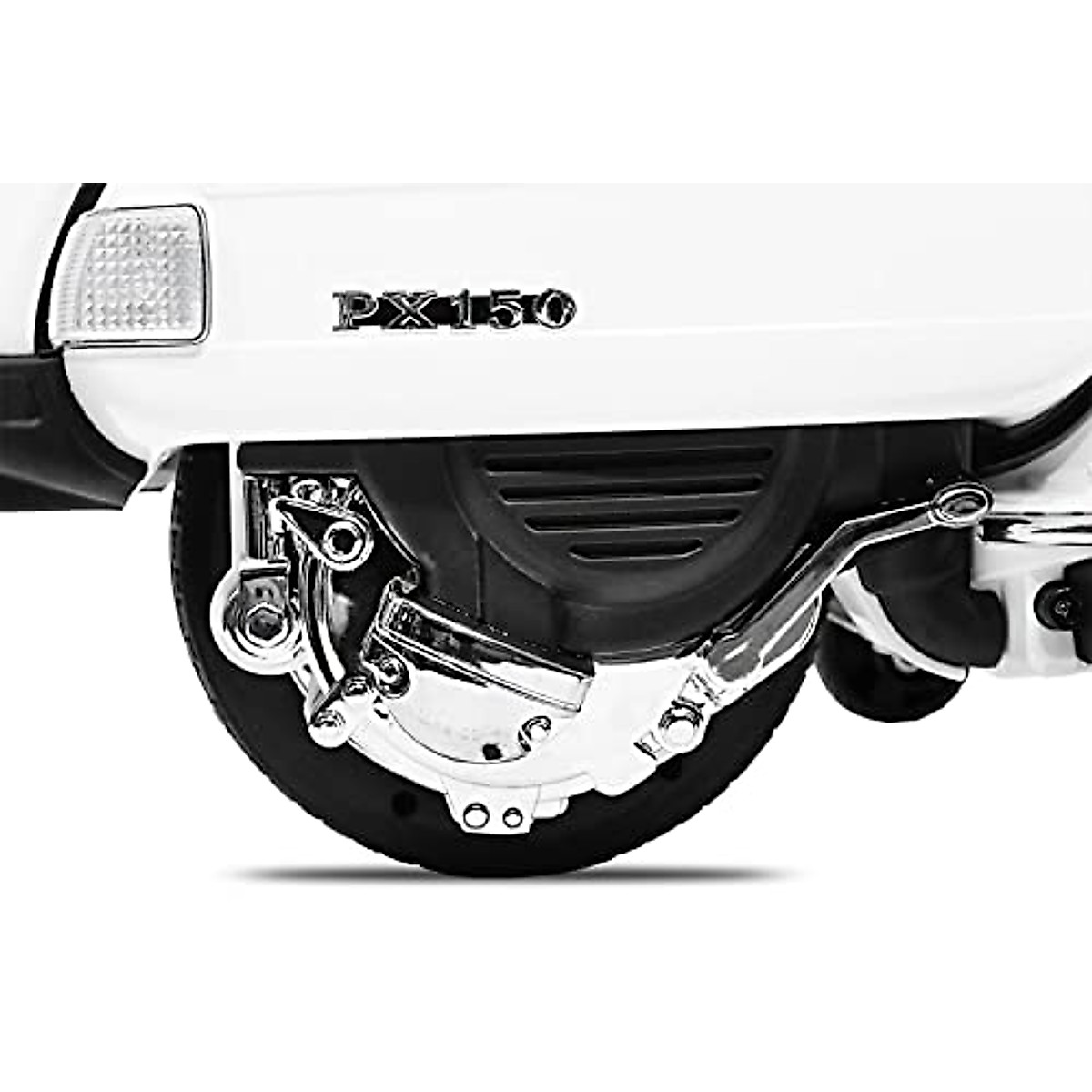 Best Ride On Cars Vespa Scooter, 12V Battery Powered Ride On Car - Electric Scooter for Kids with Leather Seat, Real Lights & Sounds, USB/AUX/SD Slot, Ages 2-5 Years Old, White, Large