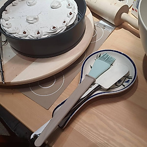 Cute Spoon Rest, Porcelain Spoon Rest for Kitchen Counter, Stove Top, Kitchen Spoon Rest, Utensil Rest for Spoon, Ladle, Spatula, Modern Farmhouse Kitchen Décor. (Dark Blue Flower)