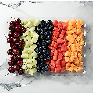 Plastic Serving Trays 9" X 13" Rectangle Serving Platters 4-Pack Clear Party Tray Durable Serving Platter - Disposable Serving Food Tray - Rectangular Cake, Fruit, Cookie Tray - Posh Setting