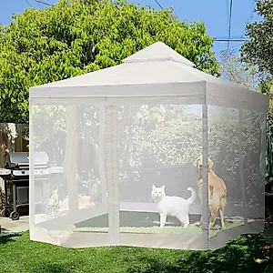 Yescom 10x10Ft Gazebo Top Replacement with Mesh Net for 2 Tier Fit for Y00610T07NET Outdoor Canopy Cover Patio Garden Party Backyard White