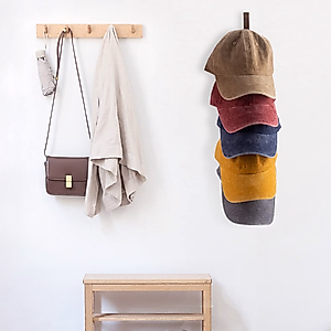 3 Pcs Hat Rack for Baseball Caps, Wall Mounted Wooden Hat Storage Organizer Hanger, Wall Vertical Hat Holder Caps Display Rack for Closet Door Bedroom Living Room Entryroom Laundry (Brown Wood)