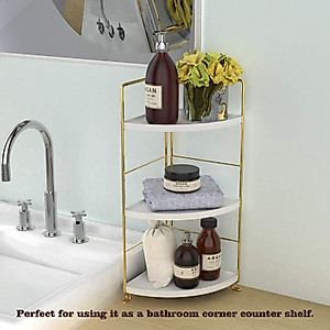 3-Tier Kitchen Spice Rack , Standing Rack,Triangle Bathroom Countertop Storage Shelf ,Cosmetic Organizer Holder , Stackable Cabinet Organizer , Kitchen Counter Shelf , Corner Spice Rack ,Golden