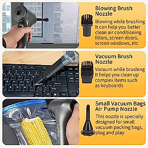 HamBear Mini Vacuum Cleaner 3-in-1 for Car, 12000PA Powerful Suction, 80000RPM Brushless Motor, Tiny Handheld Dust Buster, Vacuum Air Pump and Blower Cordless for Home, Keyboard, Pet Hair Cleaning