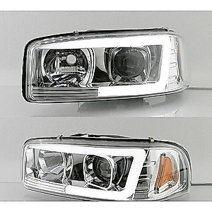 HH Building 2pcs Headlight Front Left Right Driver Passenger Side Clear Lens Chrome Housing LED Tube Projector Headlights 5_444-CDE00V2-LB-C A7799C0B3999C0B3903C_1999_2000_2001_2002_A18 GM2801186