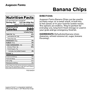Augason Farms Dehydrated Potato Slices 1 lb. & Banana Chips 2 lbs 1 oz No. 10 Can