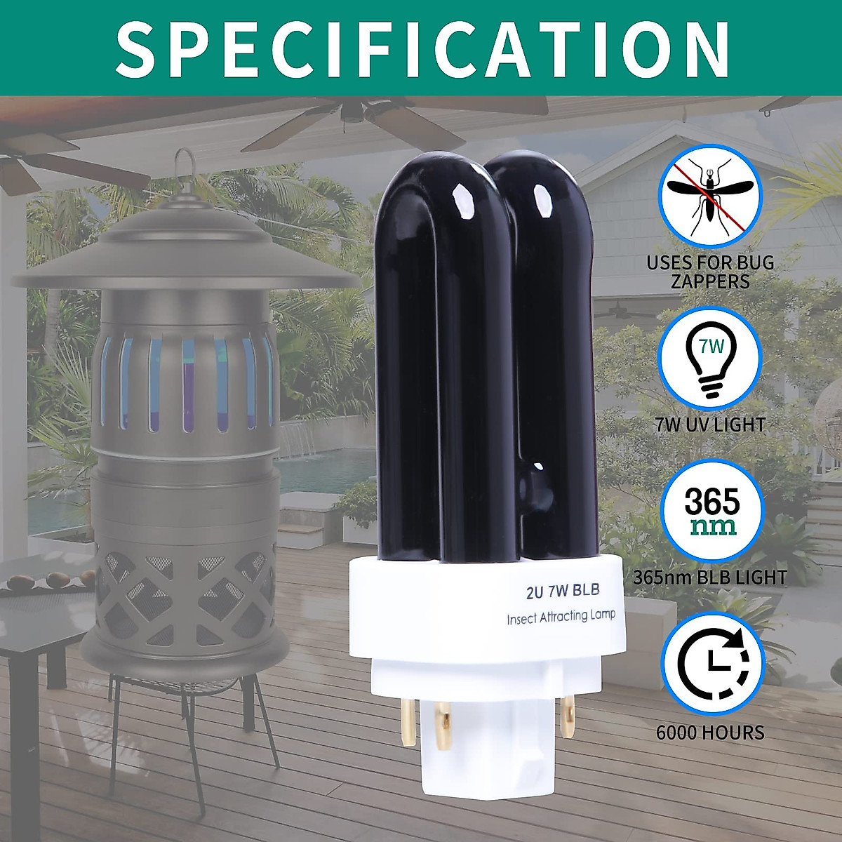 amgolibi 41050 Replacement Light Bulb 7 Watt 3.6 Inches Overall Length Compatible with Dynatrap DT1050 DT1100 DT1200, 4 Pack