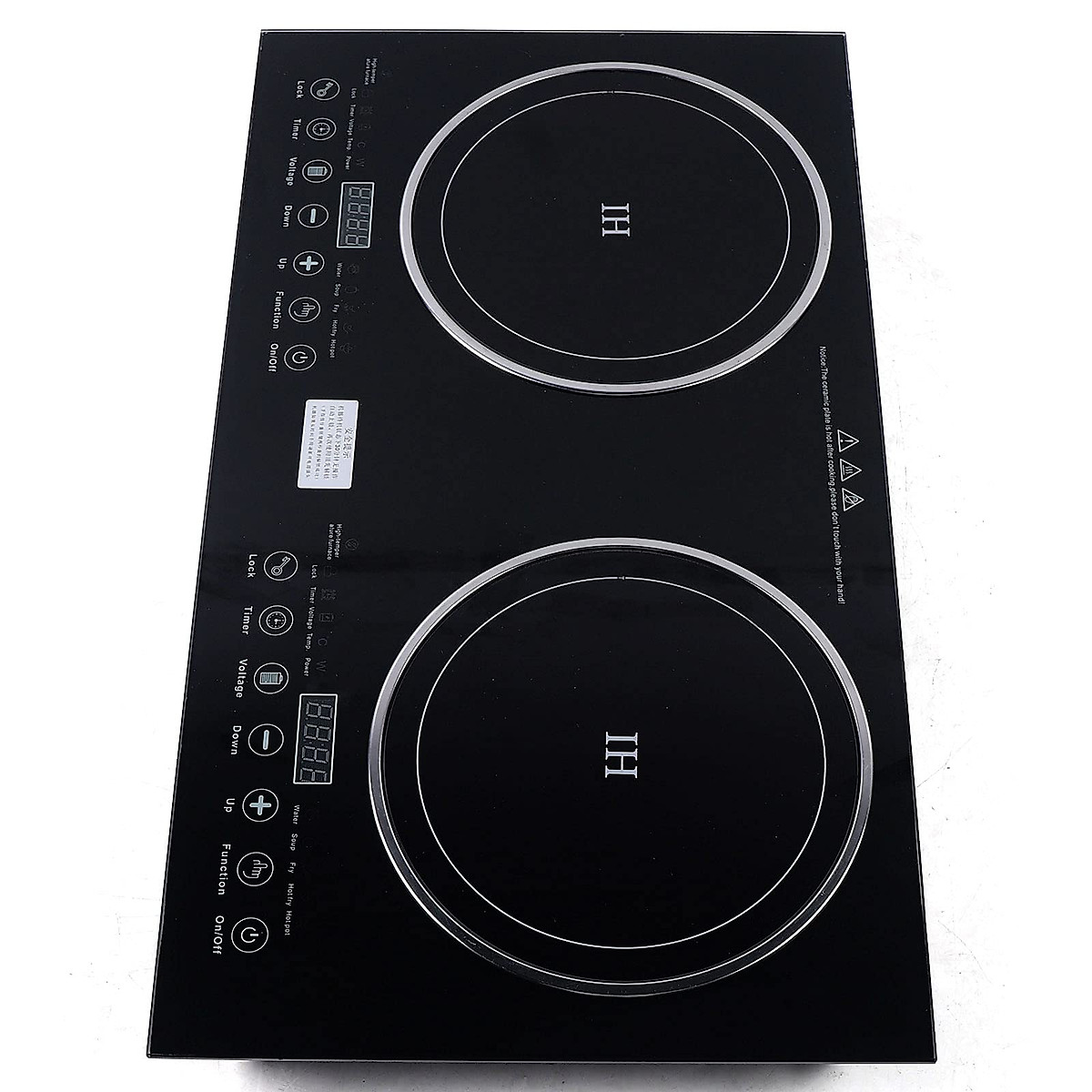 Double Induction Cooktop, 1200W and 1400W Portable Electric Induction Cooker And Ceramic-Cooker Cooktop Countertop Double Burner for Kitchen