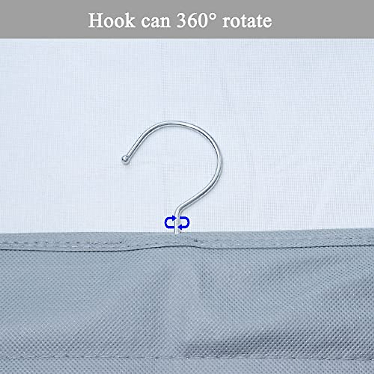 asoqwal 2 Pack 12 Large Pockets Hanging Shoe Organizer for Closet with Roating Hanger for Storage Mens Shoes,Kids Clothes,Also can used as Travel shoe rack hanging,Grey