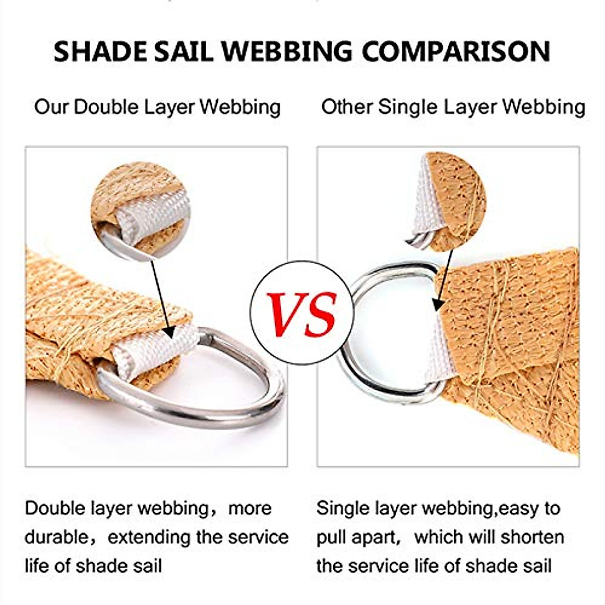 BELLE DURA 16'X16'X16' Triangle Sand Sun Patio Shade Sail Canopy Use for Patio Backyard Lawn Garden Outdoor Awning Shade Cover-185 GSM-Block 98% of UV Radiation-5Years Warranty