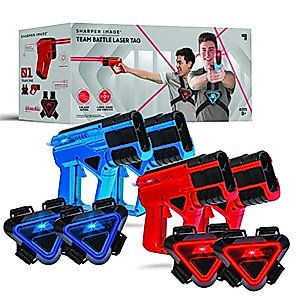 Sharper Image Four-Player Battle Electronic Tag Gun Blaster & Vest Armor Set of 4, Safe for Kids and Adults, Indoor & Outdoor Battle Games, Multiplayer Team Mode