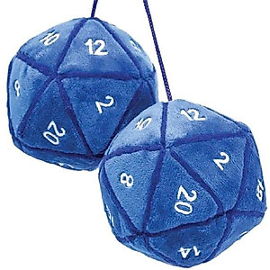 Toy Vault 20-Sided Plush Dice Danglers for Car Mirror (Blue); Hanging Dice Decor for Auto Rearview Mirror