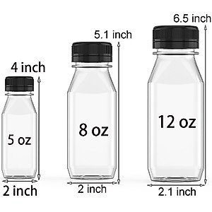 3 Pcs 8 oz Plastic Juice Bottle Reusable Transparent Bulk Beverage Containers for Juice, Milk And Other With Black Lids