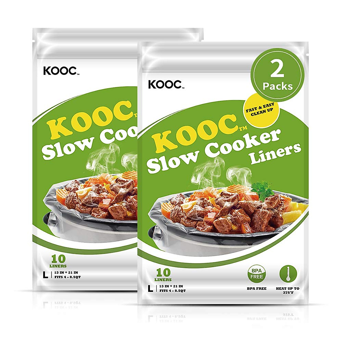 [NEW]KOOC Premium Slow Cooker Liners and Cooking Bags, Large Size Fits 4QT to 8.5QT Pot, 13"x21" (20 counts), Suitable for Oval & Round Pot, BPA Free