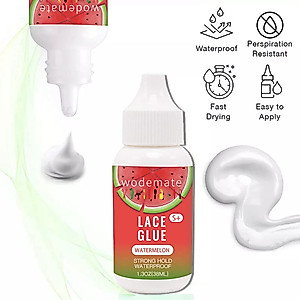 Wig Glue for Front Lace Wig, Strong Hold Glue Watermelon for Hair Systems Invisible Bonding Adhesive,Waterproof and Oil-Resistant for Hairpiece Closure Frontal Toupee Systems 1.3Oz