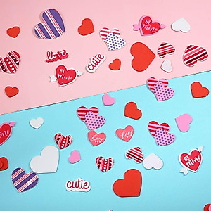 Blulu 900 Pieces Valentine's Day Heart Foam Stickers Self Adhesive Heart Shape Sticker for Wedding Valentine's Day Decoration Art Crafts