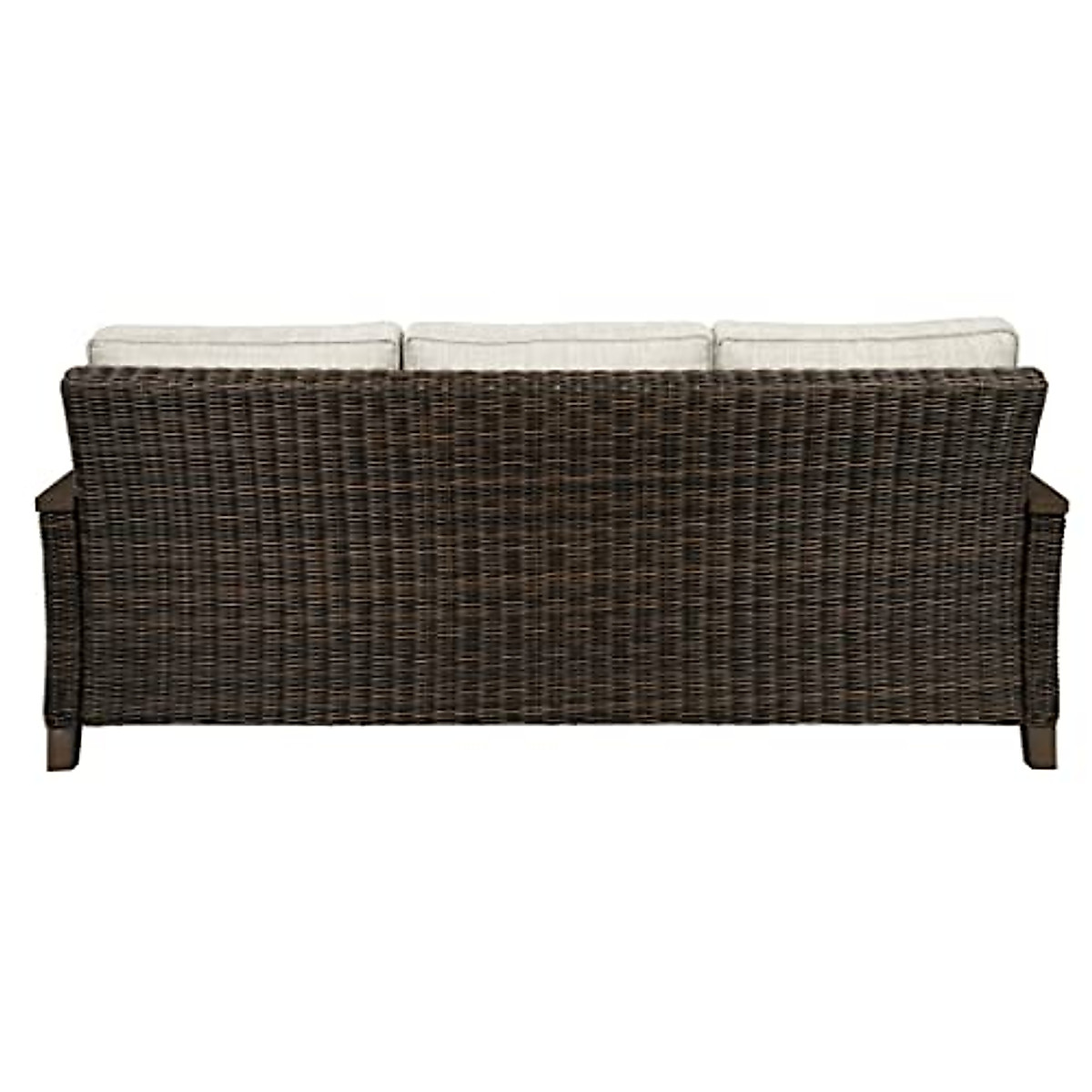 Signature Design by Ashley Paradise Trail Outdoor Patio Sofa with Cushion and 2 Pillows, Brown & Beige