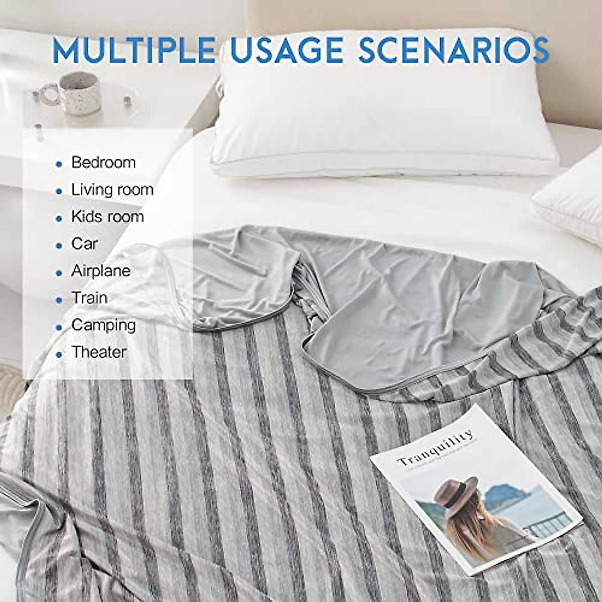 AmyHomie Cooling Blanket, Cooing Throw Blankets with Double Sided Cold Effect, Summer Breathable Lightweight Blankets for Hot Sleepers and Night Sweats, Transfers Heat to Keep You Cool, 50×70in