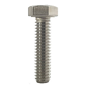 3/8-24 x 1" Hex Head Cap Screw Bolts, External Hex Drive, Stainless Steel 18-8, Full Thread, Bright Finish, Flat Point, Quantity 10 by Fastenere