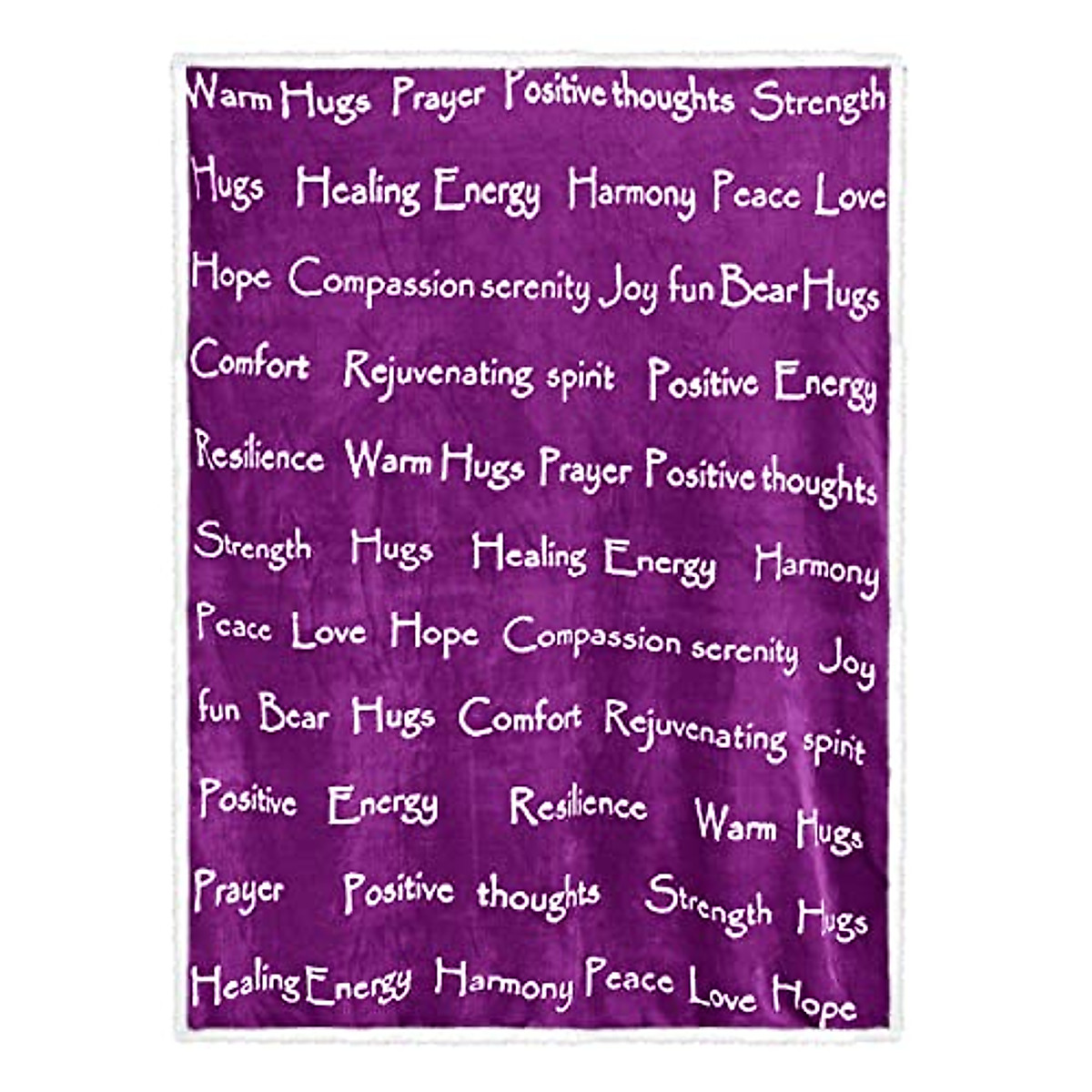 CIMA Healing Positive Blanket, Gift for People Need Hug Strength Company, Thoughts Positive Energy Love & Hope & Fluffy Comfort (50 x 60 Inch Purple)