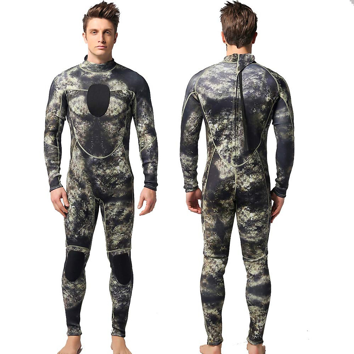 MYLEDI Mens Wetsuit 3mm Neoprene One Piece Full Body Camouflage Scuba Diving Suit for Warm Keeping Surfing Swimming Spearfishing (MY002, S)