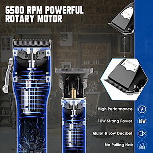 PTBYSMY Hair Clippers for Men, Professional Cordless Barber Clippers and Beard Trimmer Set, Complete Hair Cutting Kit with 16Pcs Guide Combs, LED Display, T Blade Trimmer, Storage Bag for Hair Cutting