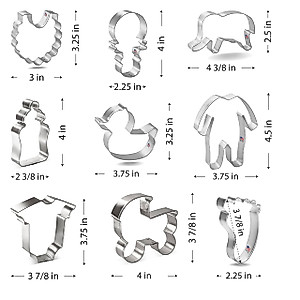 Foose Cookie Cutters 9 Piece Baby Shower Set, Made in USA