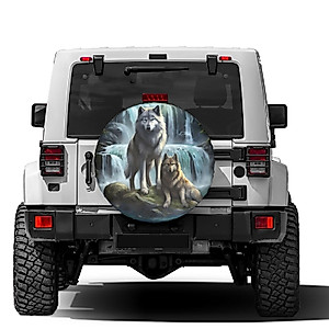 Foruidea 3D Printed Wolf Spare Tire Cover Dust-Proof Wheel Tire Cover Fit Trailer, RV, SUV and Many Vehicle 17 Inch