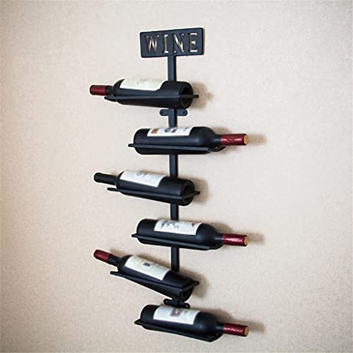 DOUBA 6 Bottles of Wine Bottle Rack Bracket Iron Wall-Mounted Wine Rack Bracket bar Storage