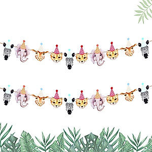 2 Pcs Animal Banner Jungle Safari Animal Banner Jungle Baby Shower Banner Woodland Animal Theme Decorations Boys Girls Birthday Party Supplies
