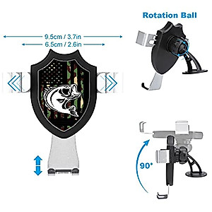 Camouflage American Flag Bass Fishing Car Phone Holder Long Arm Suction Cup Phone Stand Universal Car Mount for Smartphones