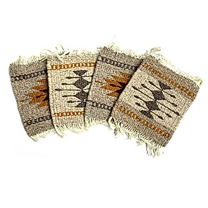 Woven Wool Coaster Teotitlan Oaxca Mexico Set 4 Assorted Colors and Patterns