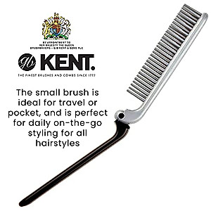 Kent KFM4 Anti Static Hair Brush Styling Brush Folding Brush Small Hair Brush for Men Daily Grooming using Mens Styling Products. Mini Hairbrush Anti Static for Hair Frizz Free Brush Made in England