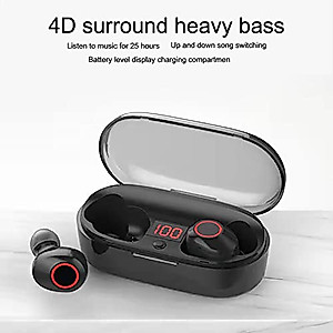 LANADO Wireless Earbuds, Mini Bluetooth 5.0 Wireless Earphones in Ear Stereo Sound Microphone with Cancelling Mic and Portable Charging Case, Touch Control Wireless Headphones LED Display for Sport