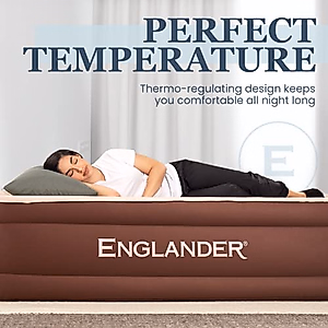Englander Twin Air Mattress - Double High, 300 LB Capacity Luxury Camping Mattress with Built-in Pump, Microfiber, Waterproof