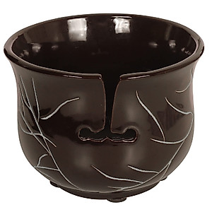 Abhandicrafts XXL Large Double Spiral Knitting Yarn Bowl Coffee Color Ceramic Pottery Storage Bowl with Hand Carved Design of Beautiful Dry Tree Branches