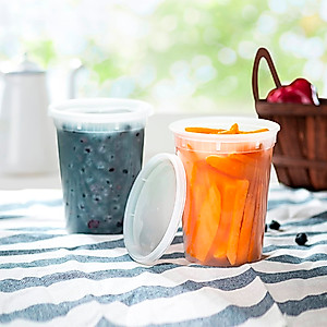 Supreme Deli Plastic Storage Containers with Lids 8 oz & 16 oz [24 sets of each - 48 combo pack] Reusable Food Containers -Microwavable & Freezer friendly - Dishwasher safe - Secure & Tight Covers