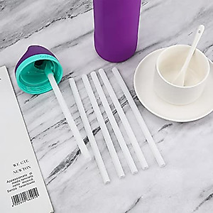 Replacement Straws for Owala FreeSip 24 oz 32 oz, 6pcs Reusable Plastic Straws with Cleaning Brush for Owala Flip Insulated Stainless Steel Water Bottle 24oz 32oz, Tumbler Accessories Parts(White)