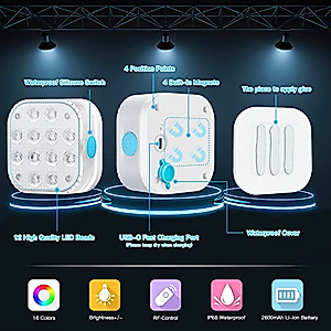 Purheme Rechargeable Submersible Pool Lights with Remote, Waterproof Underwater USB-C Charging Built-in 2600mAh Battery Magnet 16 Color Changing Floating LED Lights Party Decor